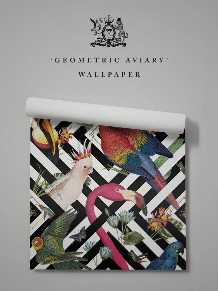 Geometric Aviary Wallpaper Sample - Divine Savages
